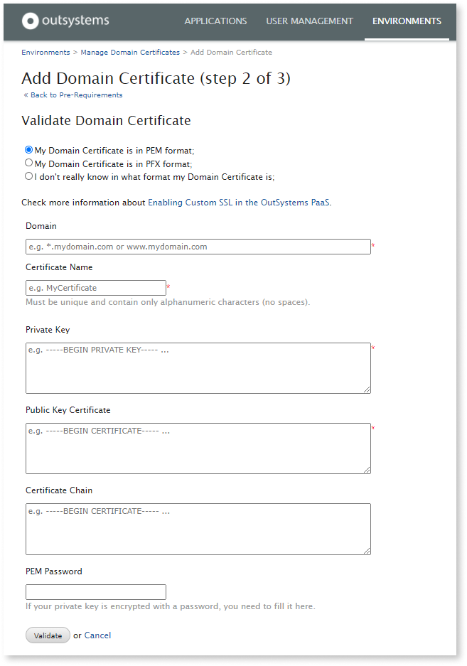 Use your SSL domain in OutSystems Cloud - OutSystems 11 Documentation