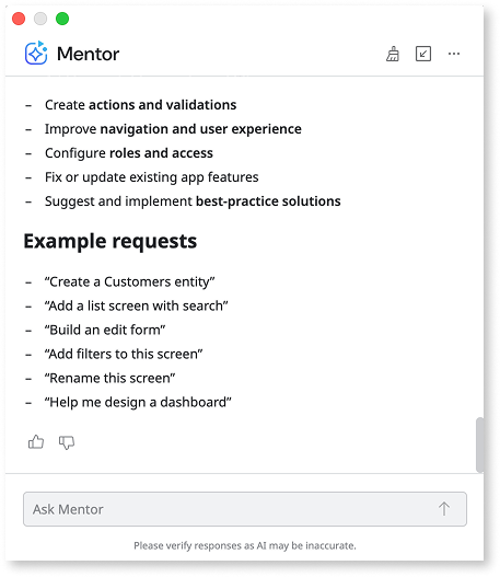 AI development in Mentor Studio - ODC Documentation