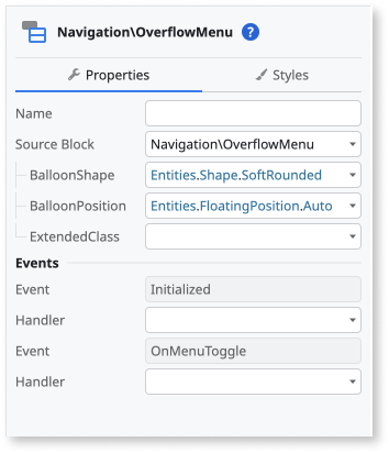 Overflow Menu - OutSystems 11 ドキュメンテーション