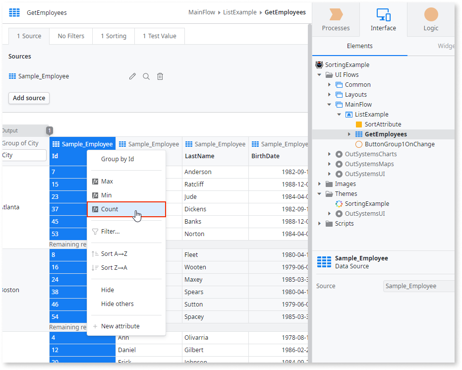 Calculate Values from Grouped Data - OutSystems 11 Documentation