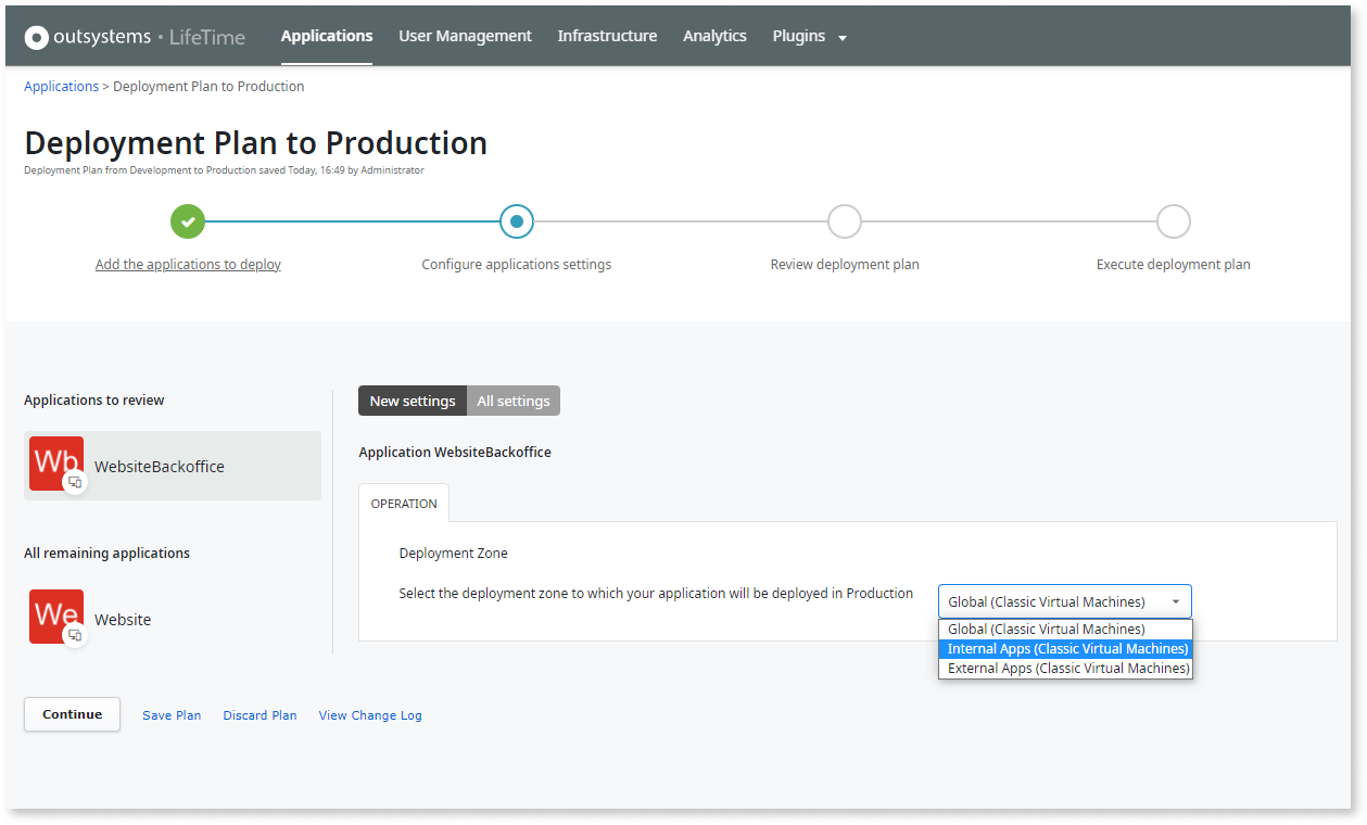 Configure The Deployment Zone During The Deployment Outsystems 11