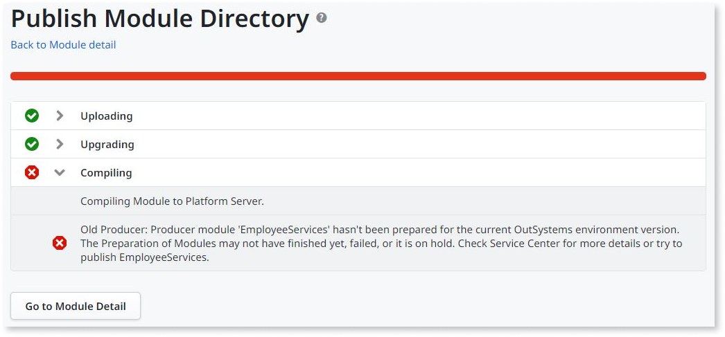 Possible errors related to modules preparation - OutSystems 11 ...