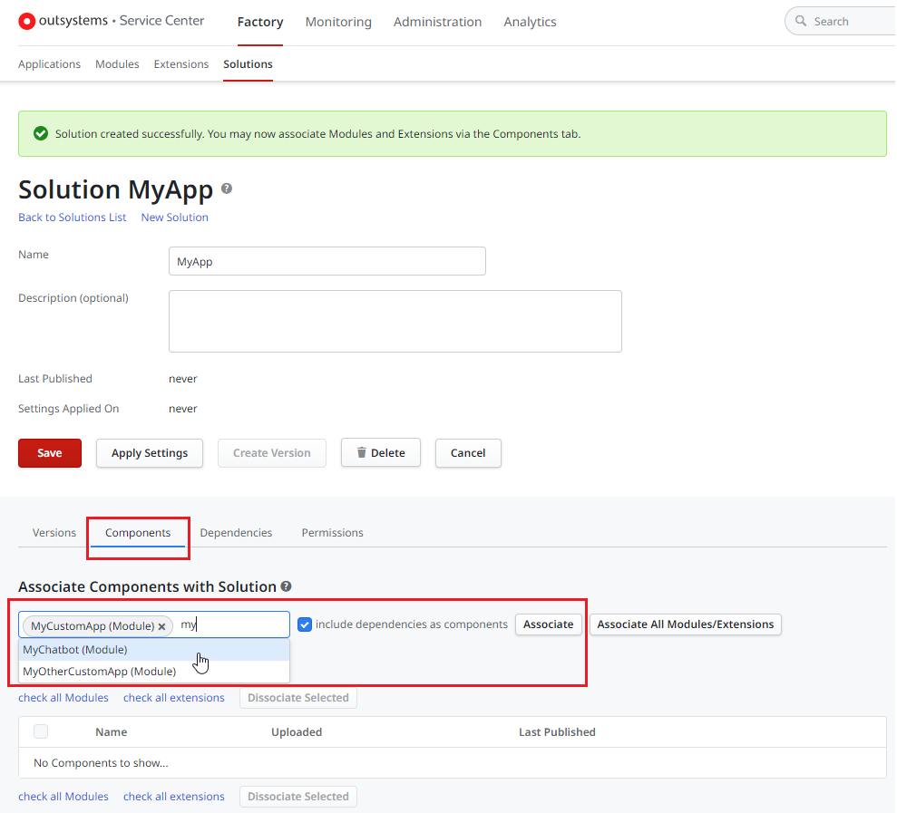 Deploy Applications Through Service Center Outsystems Support