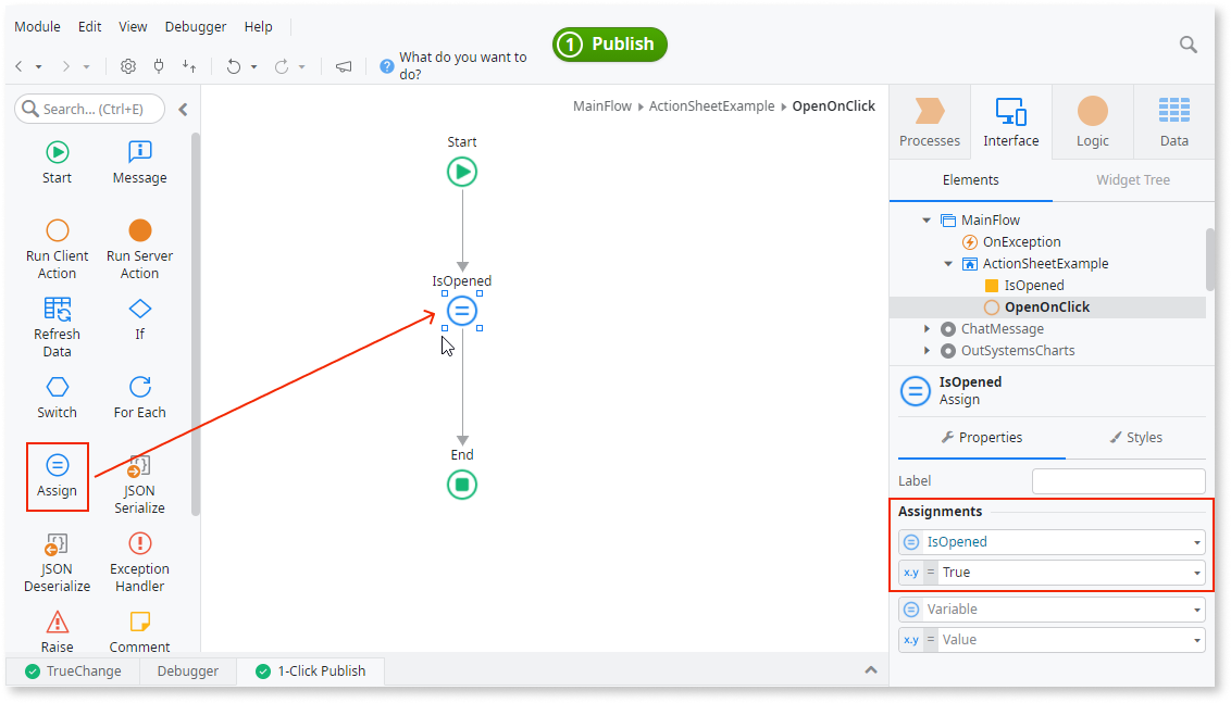 Action Sheet - OutSystems 11 Documentation