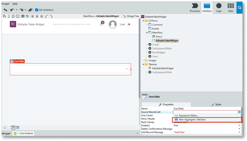 Editable Table Widget - OutSystems 11 Documentation