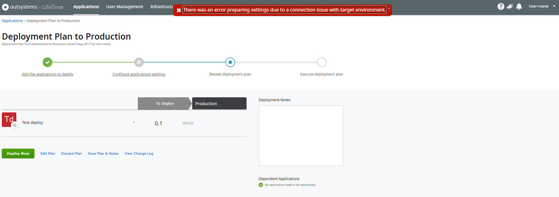 Error encountered when deploying using a user with username containing the plus character ...