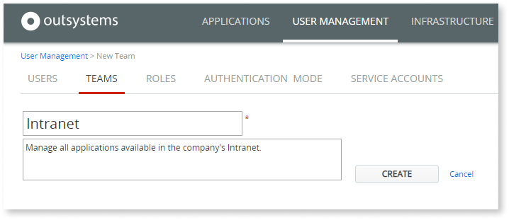 Create an IT Team - OutSystems 11 Documentation