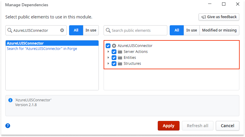 OutSystemsアプリでAzure LUISコネクタを使用する - OutSystems 11 ドキュメンテーション