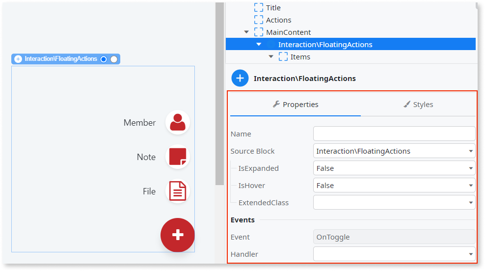 Floating Actions - ODC Documentation