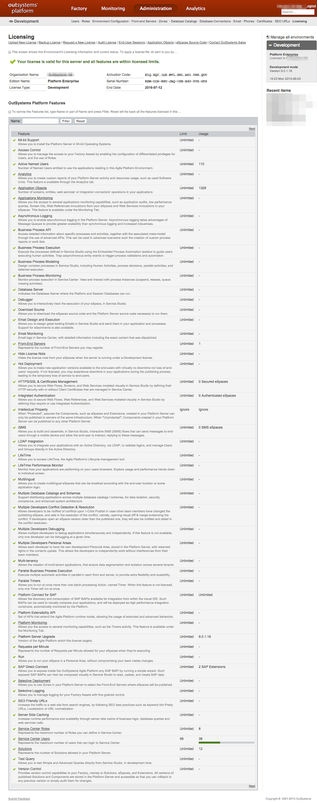 Check what your license includes, and your effective usage - OutSystems ...