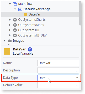 Date Picker Range - OutSystems 11 ドキュメンテーション