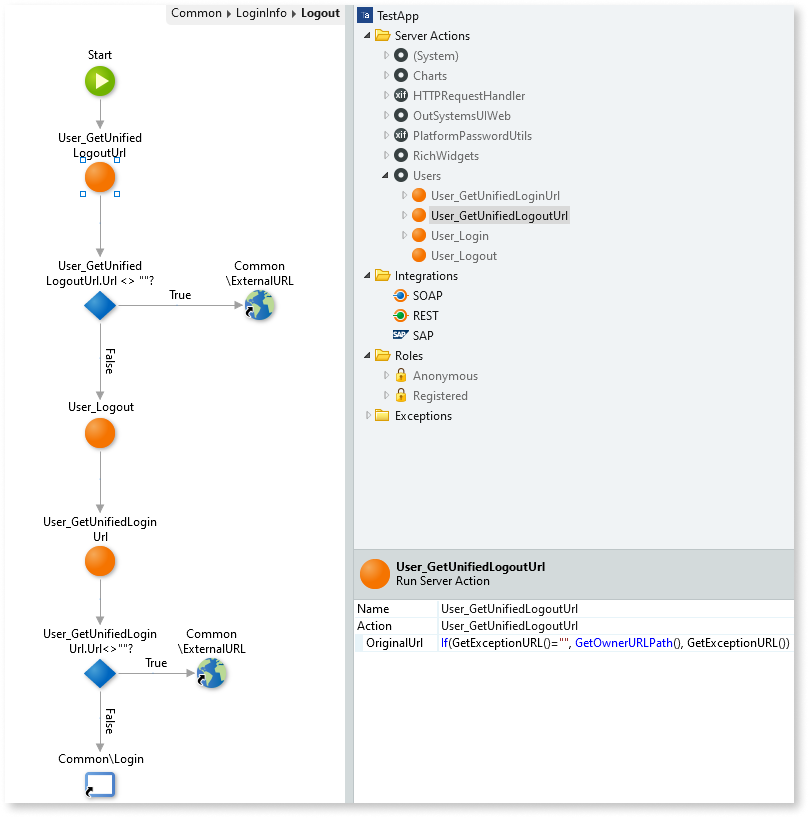従来のWebアプリのログアウトフローを更新してSAML 2.0をサポートする - OutSystems 11 ドキュメンテーション