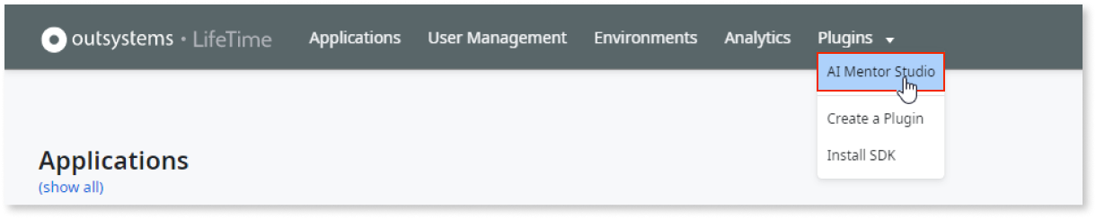 AI Mentor Studioを設定する - OutSystems 11 ドキュメンテーション