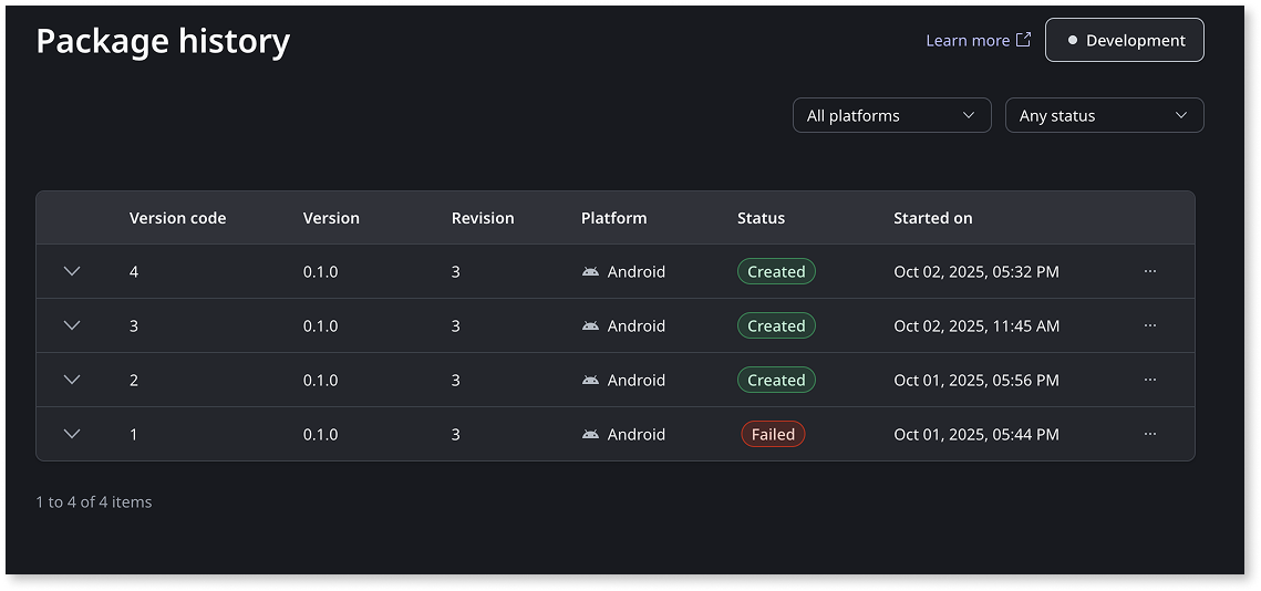 Create mobile app package - ODC Documentation
