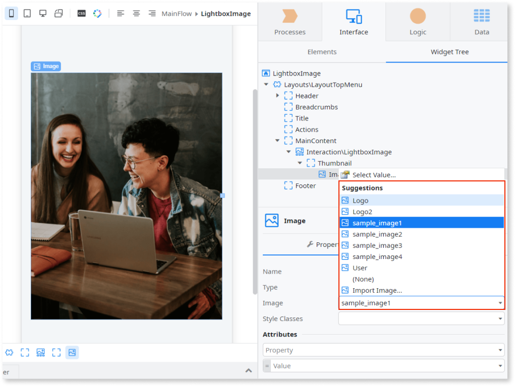 Lightbox Image - OutSystems 11 ドキュメンテーション