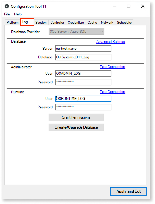 Log tab - OutSystems 11 Documentation