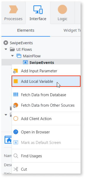 Swipe Events - OutSystems 11 ドキュメンテーション