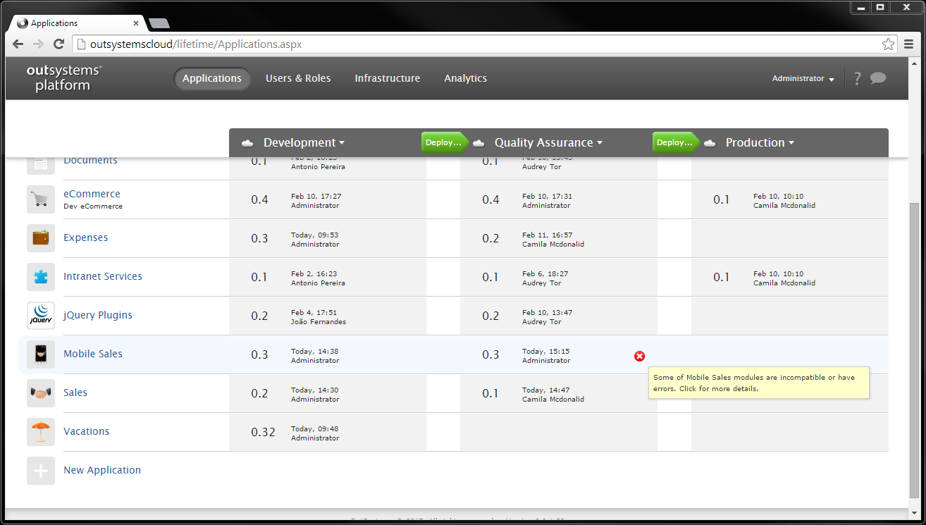 Repair Deployed Applications - OutSystems 10 Documentation