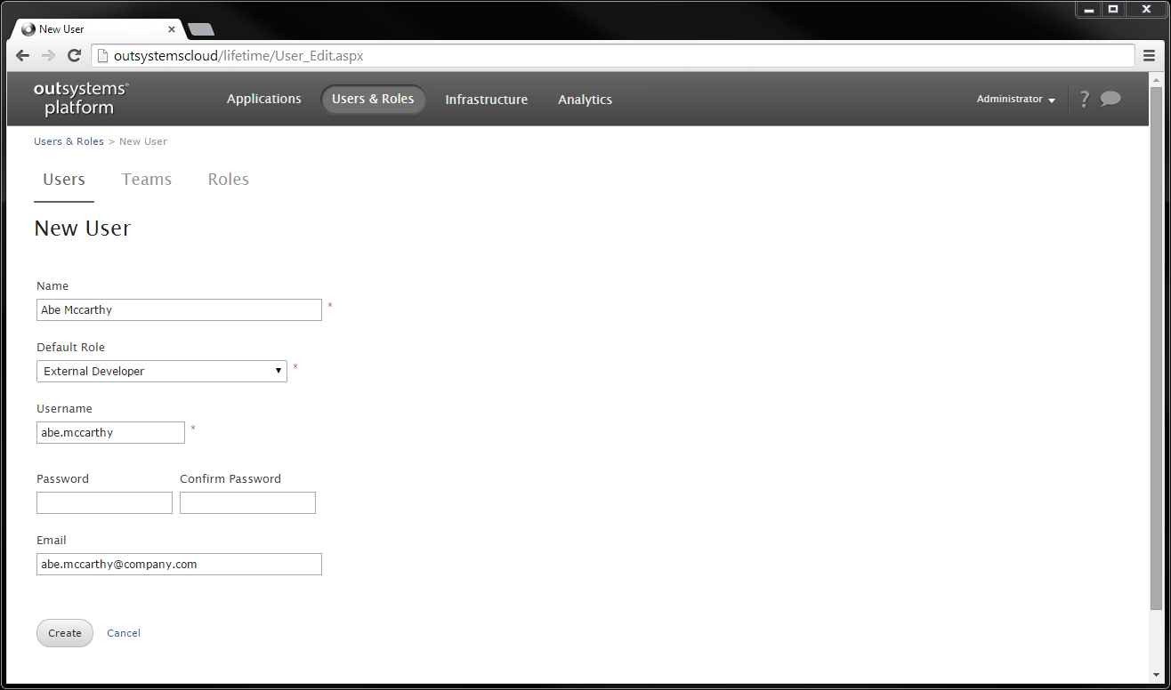 Create an IT Role - OutSystems 10 Documentation