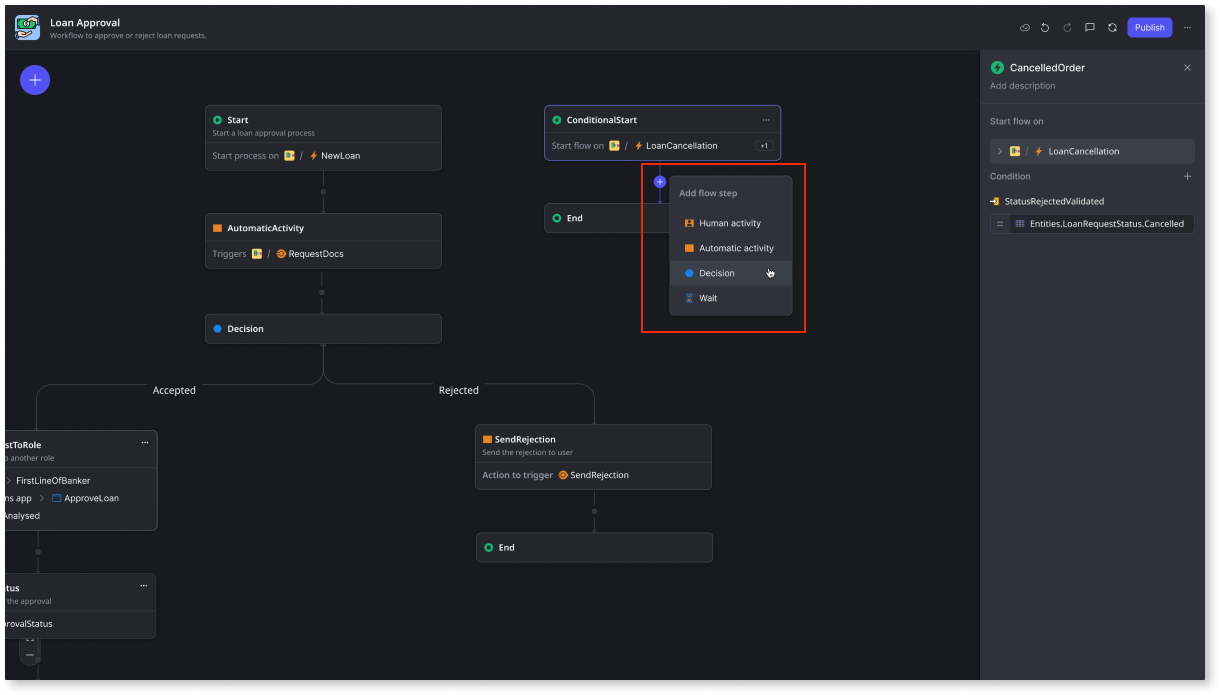 Start a workflow based on specific conditions - ODC Documentation