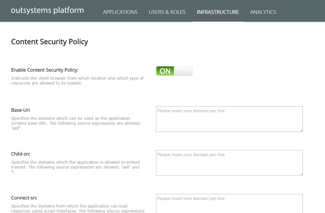 コンテンツセキュリティポリシーを適用する - OutSystems 10 ドキュメンテーション